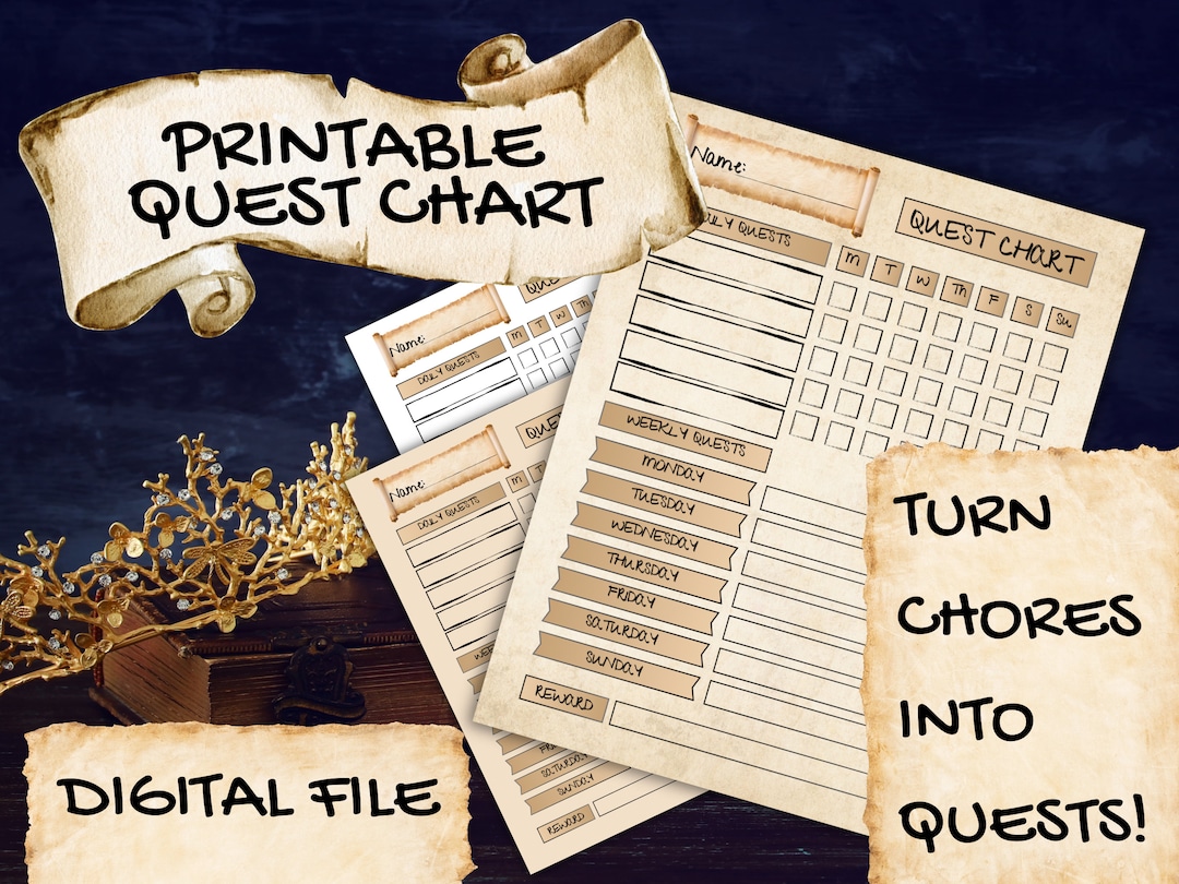 Quest Chore Chart Printable: Great for Fans of RPG, Fantasy, Gaming ...