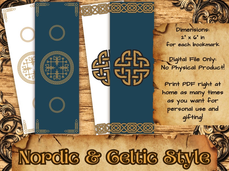 Printable Bookmarks Nordic and Celtic Theme - Bundle of 8 - 2 Color ...