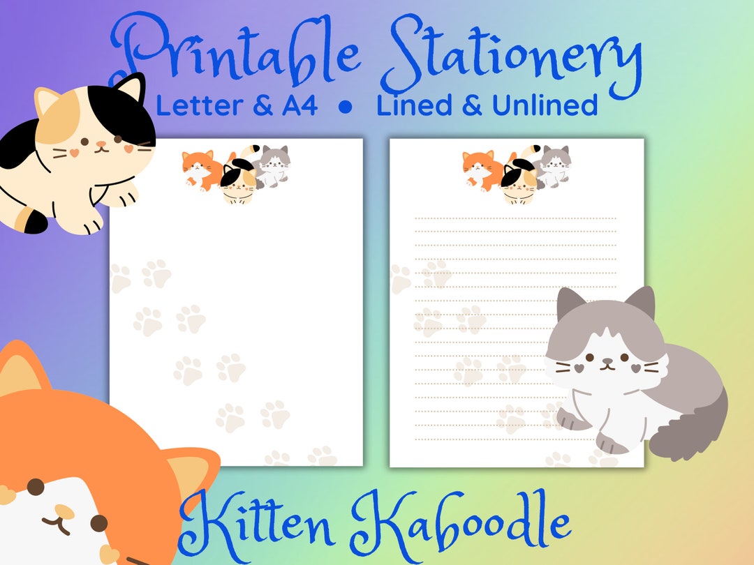 Printable Kittens Cats Stationery & Journal Pages Lined/unlined A4 ...