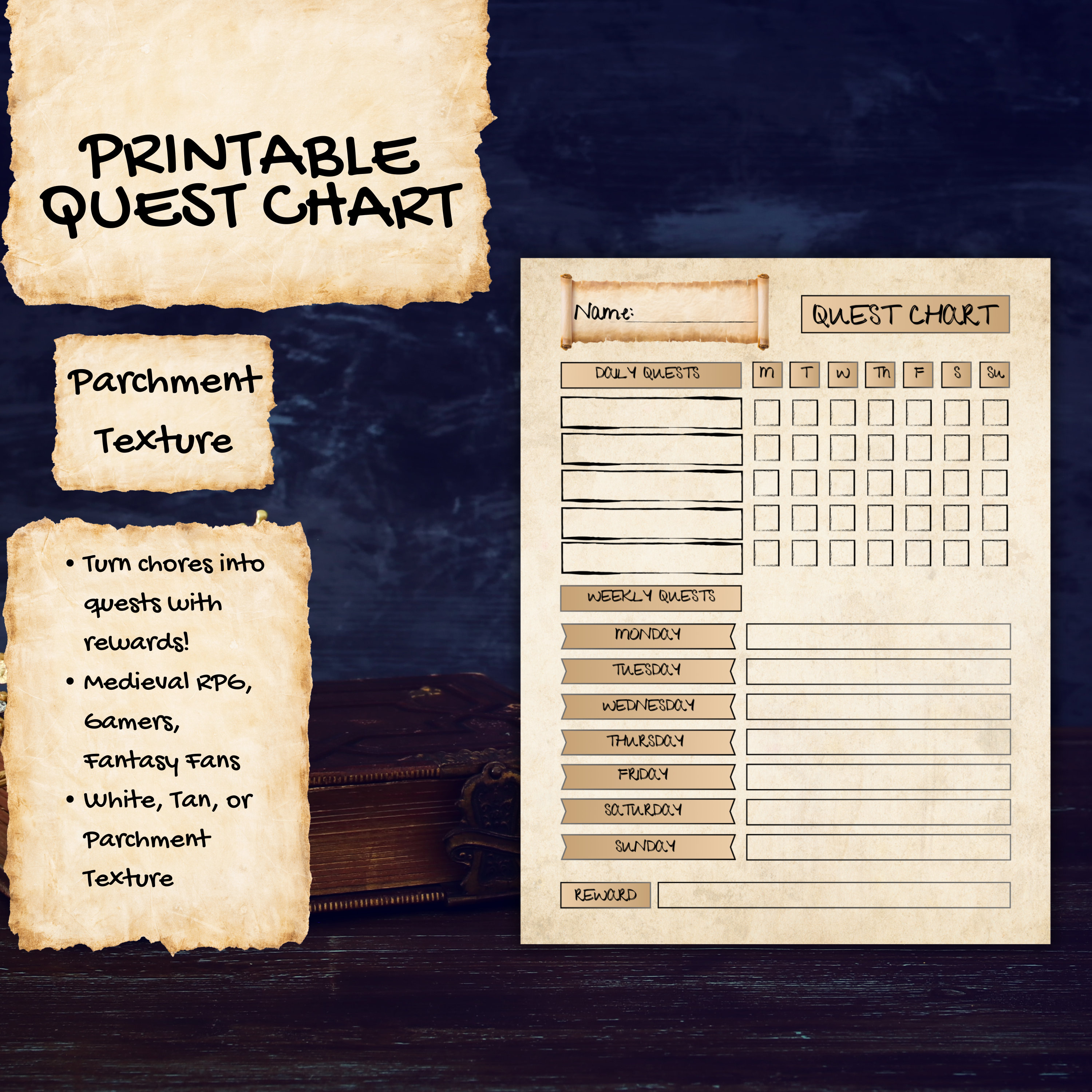 Quest Chore Chart Printable: Great for Fans of RPG, Fantasy, Gaming ...
