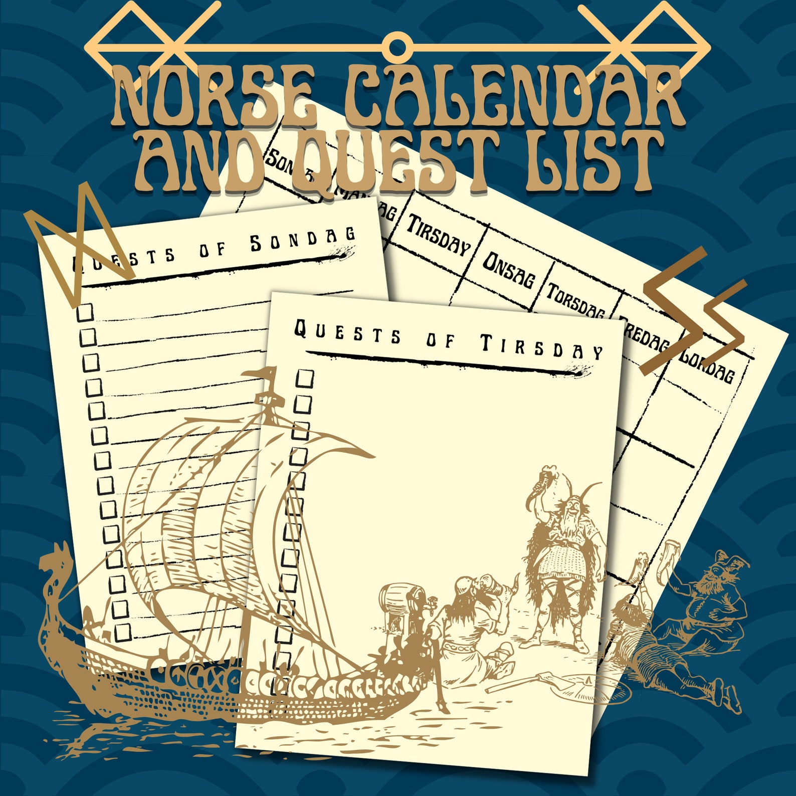 Norse Viking Calendar and Quest Checklist Pages [digital File] Planner ...