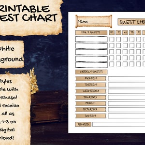 Quest Chore Chart Printable: Great for Fans of RPG, Fantasy, Gaming ...