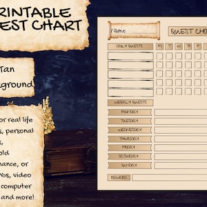 Quest Chore Chart Printable: Great for Fans of RPG, Fantasy, Gaming ...