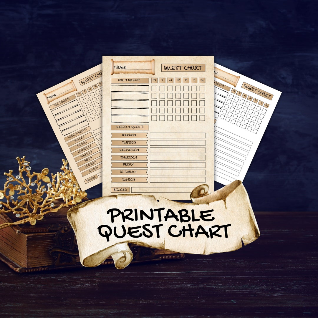 Quest Chore Chart Printable: Great for Fans of RPG, Fantasy, Gaming ...
