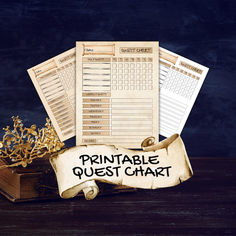 Quest Chore Chart Printable: Great for Fans of RPG, Fantasy, Gaming ...