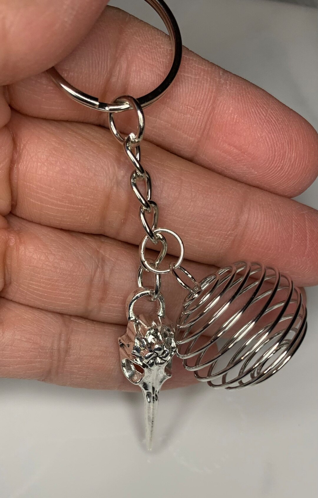 Bird Skull Keychain Cage Keychain - Etsy