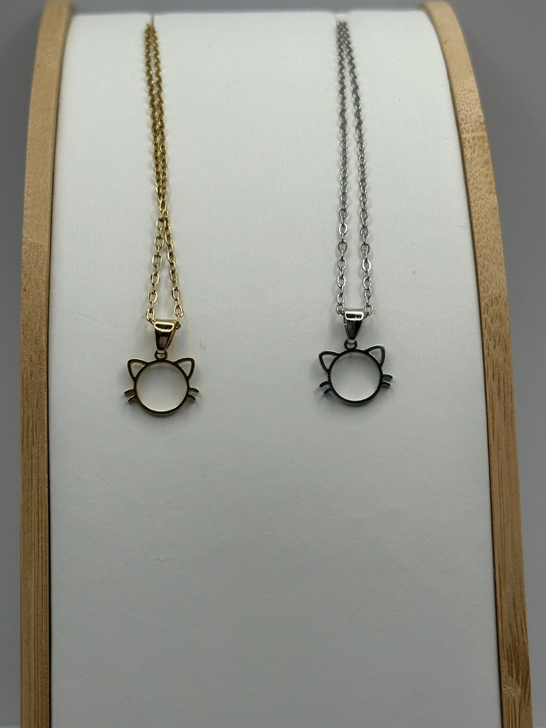 Silver-gold Cat Face Pendant Necklace Cat Silhouette Necklace Cat ...