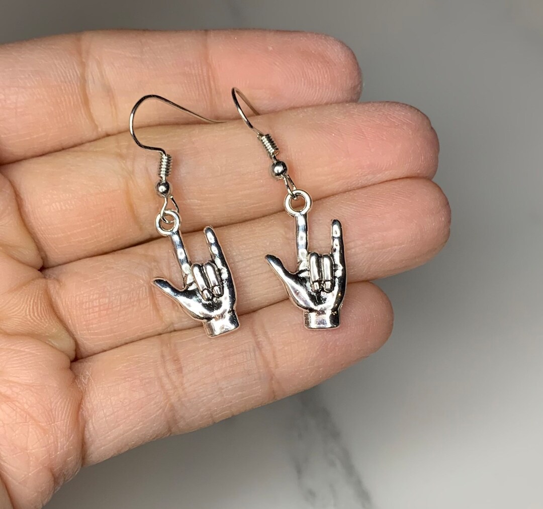 ASL I Love You Earrings: Sign Language Jewelry - Etsy