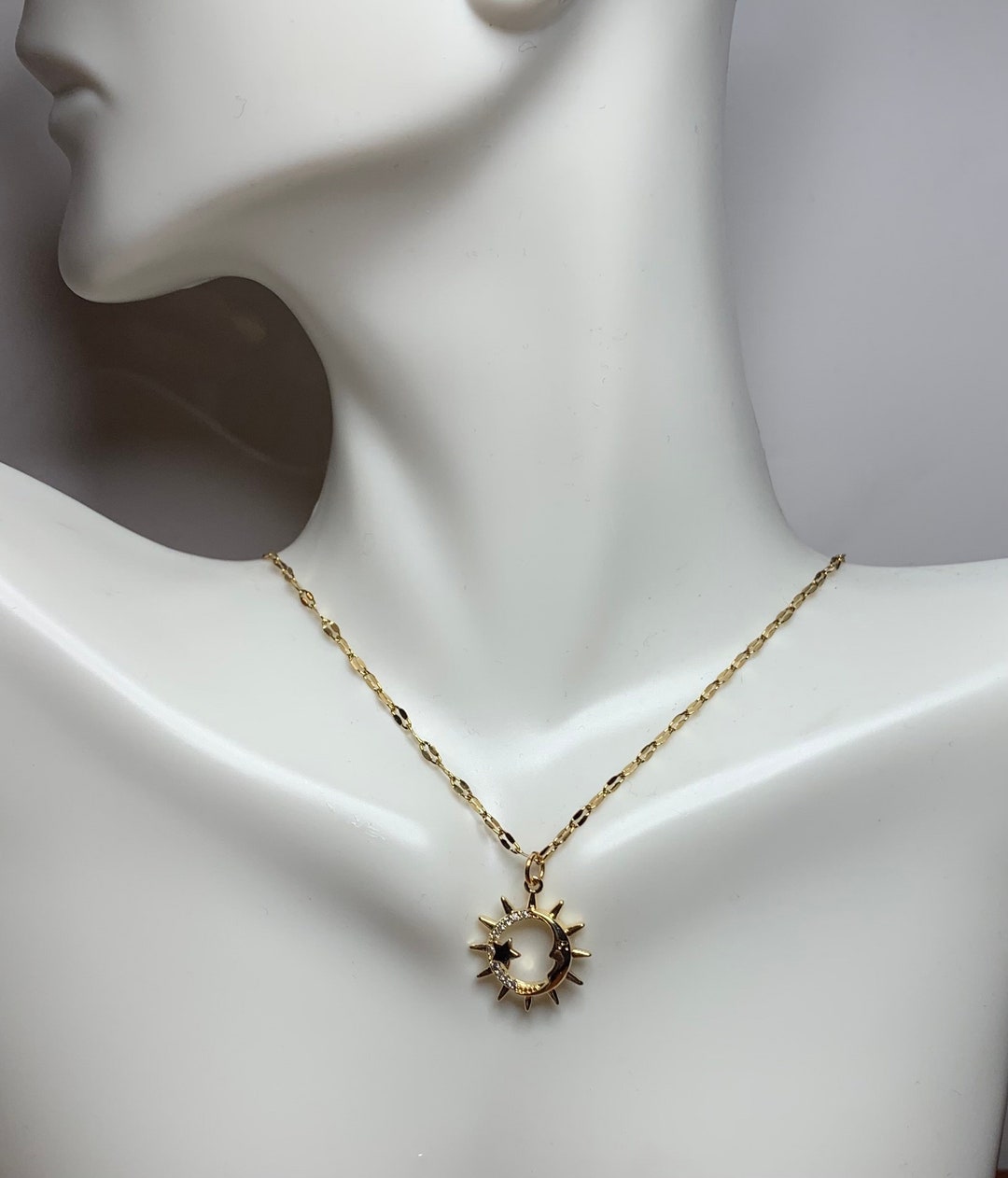 Gold Sun Moon Star Necklace Star Jewelry Moon Jewelry Celestial Jewelry ...