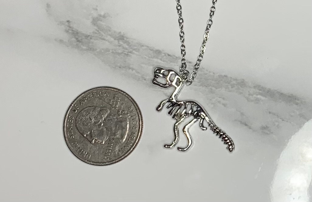 Trex Dinosaur Necklace Tyrannosaura Rex Jewelry T. Rex Charm Silver ...