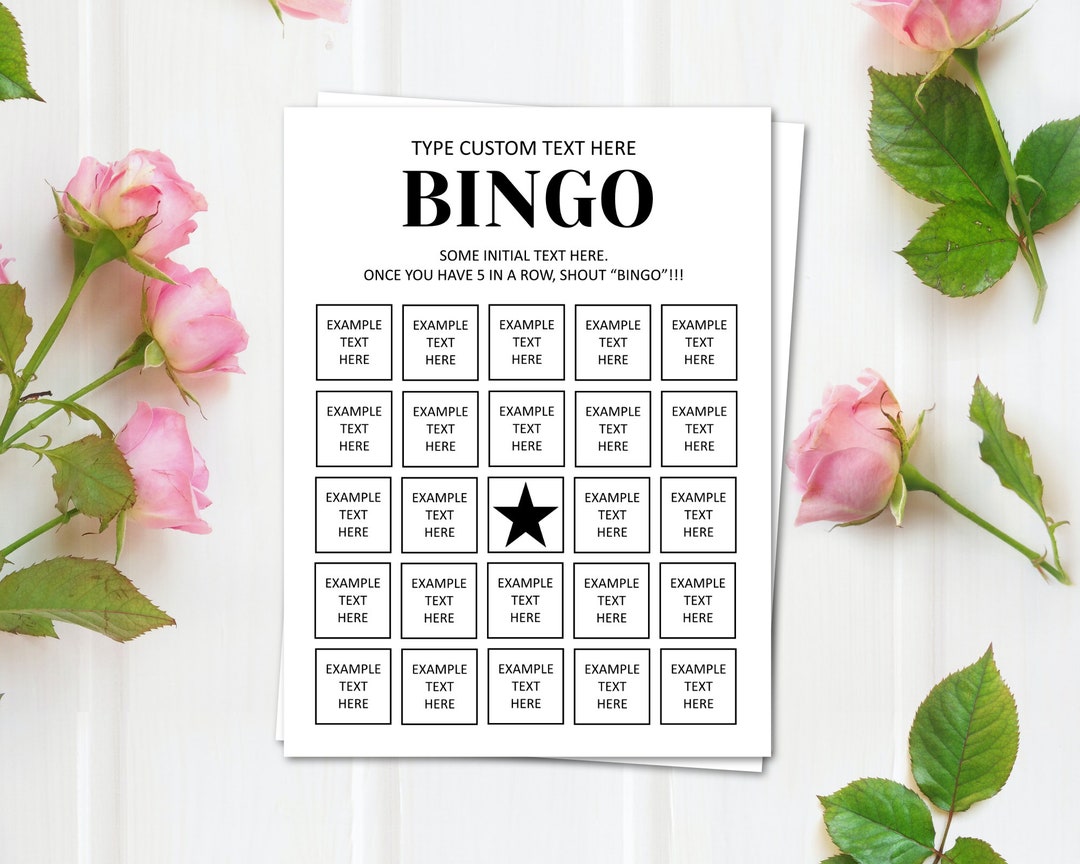 Custom Bingo Cards, 25 Unique Cards, Call Card, Add Your Own Text, Auto ...