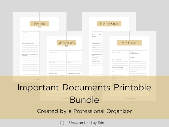 Important Documents Printable Bundle - Etsy
