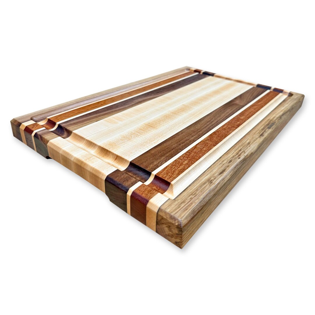 Maple, Walnut & Sapele Edge Grain Cutting Board With Juice Groove - Etsy