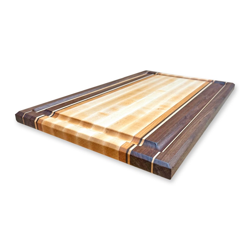 Maple, Walnut & Cherry Edge Grain Cutting Board With Juice Groove - Etsy