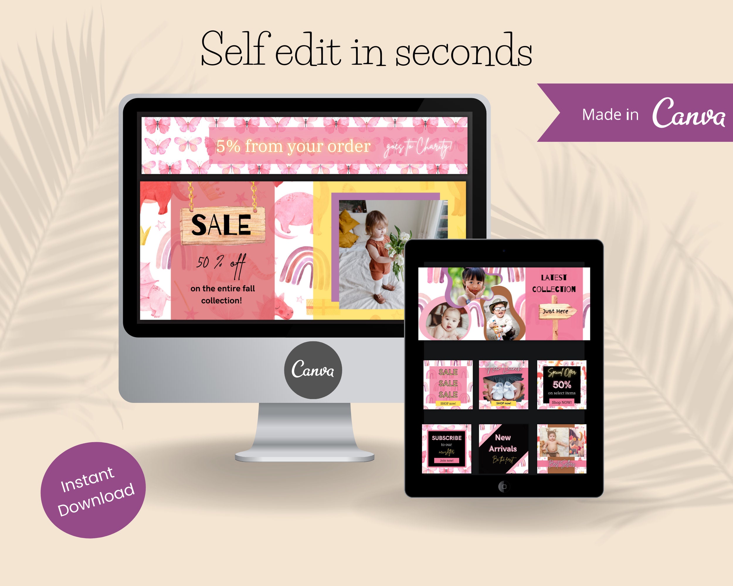 DIY Shopify Website Banner Kids, Baby Website Banner Template, Wix ...