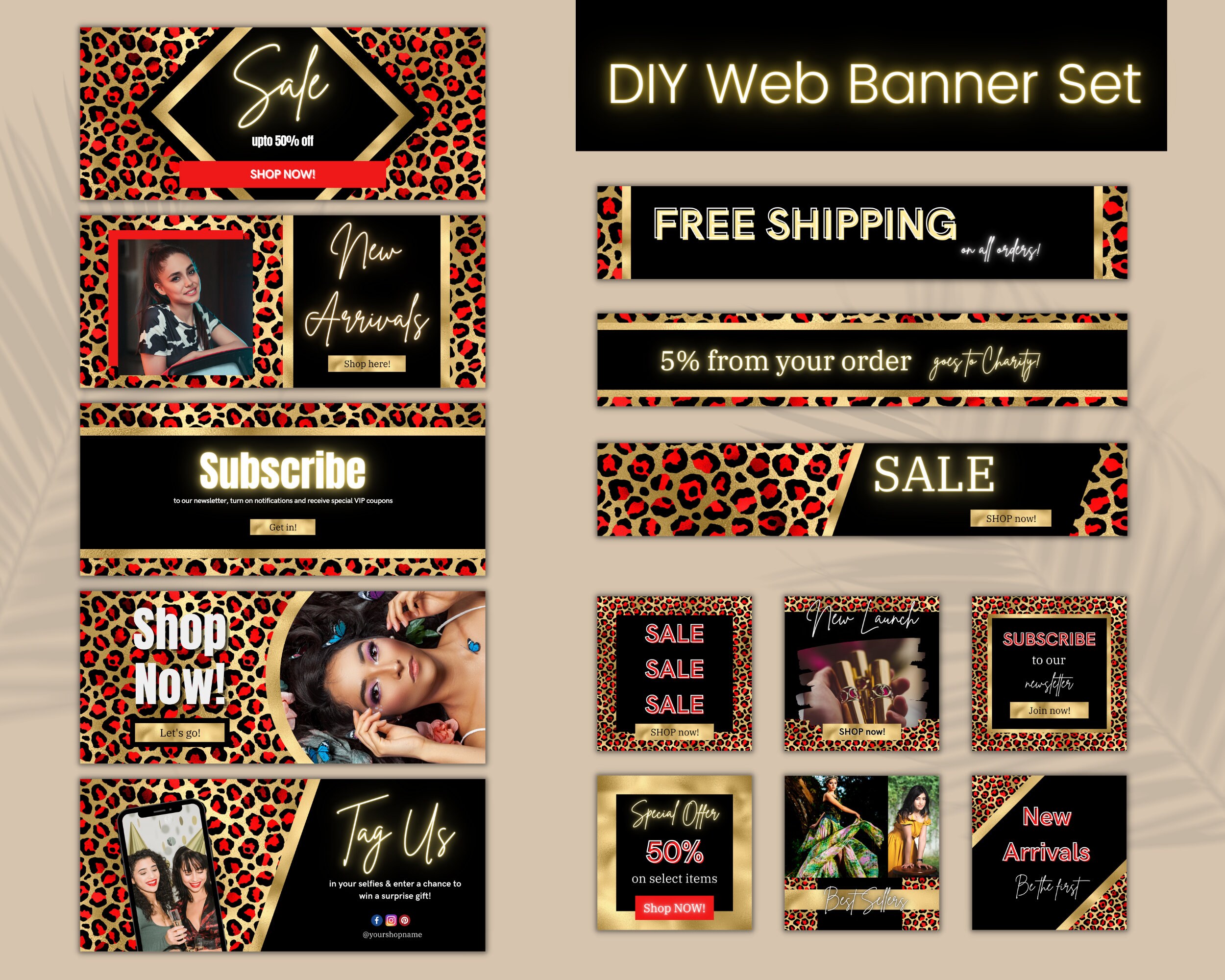 DIY Wesbite Banner Template, Boutique Banner Wix Website Banner ...