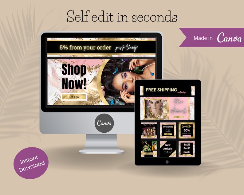 DIY Wesbite Banner Template Bundle, Boutique Website Banner Template ...