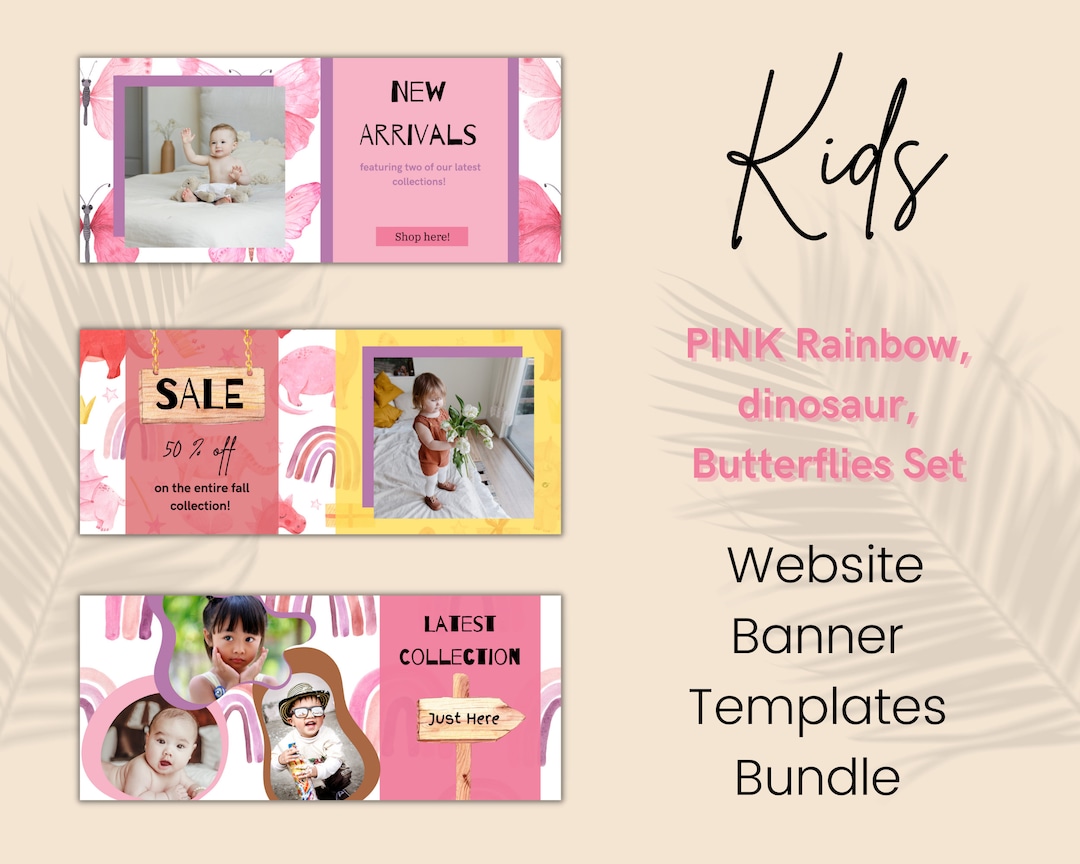 DIY Shopify Website Banner Kids, Baby Website Banner Template, Wix ...