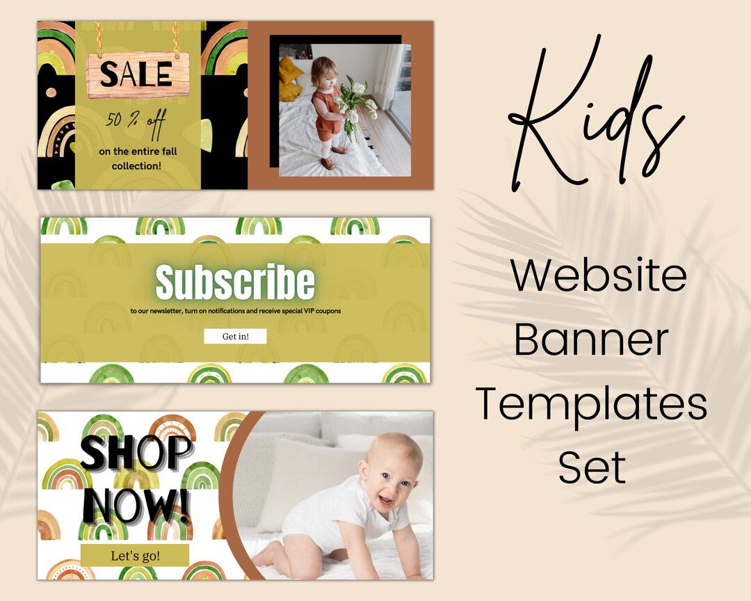 DIY Shopify Website Banner Kids, Baby Website Banner Template, Wix ...