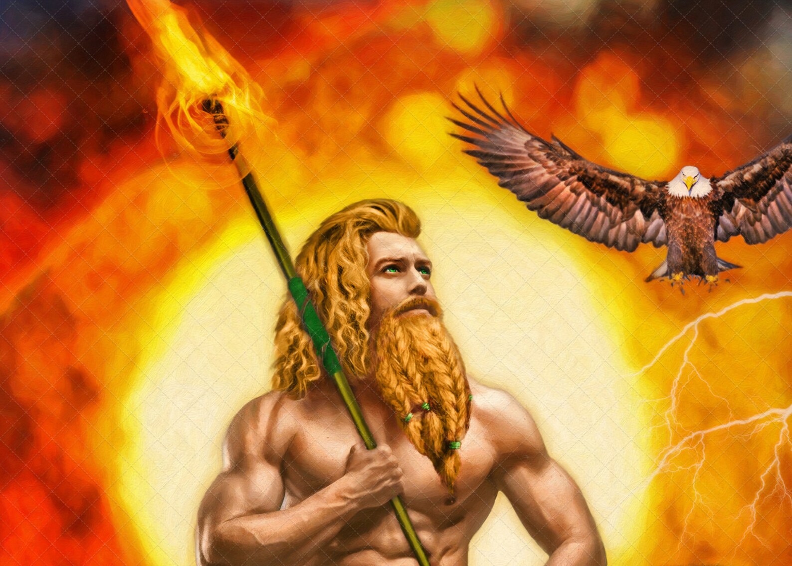 Lugh Fine Art Print Lammas Art Lughnasadh Sun God Wall Art Fire God ...