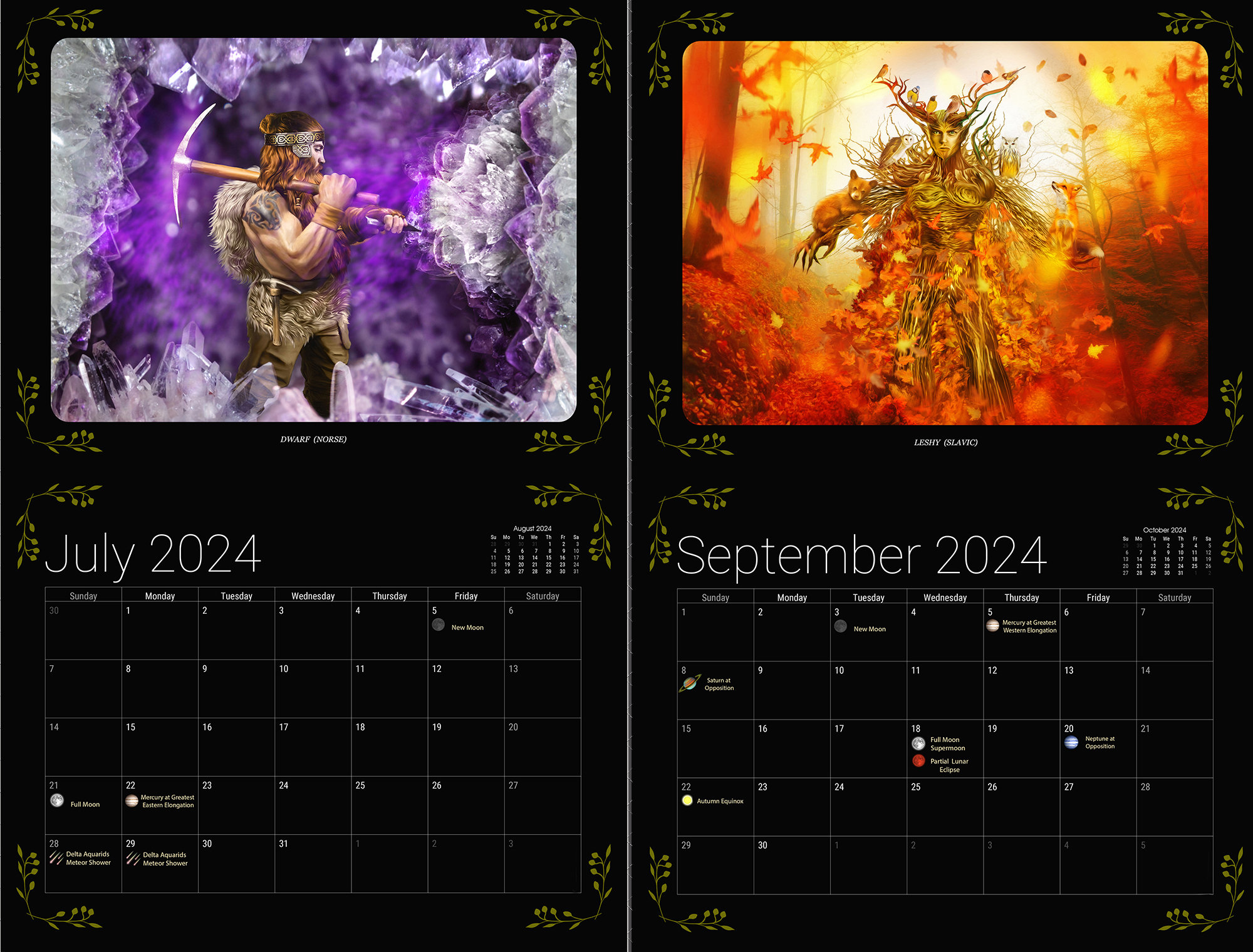 CLEARANCE 2024 Earth Elemental Calendar 12 Months Pagan Art Nature ...