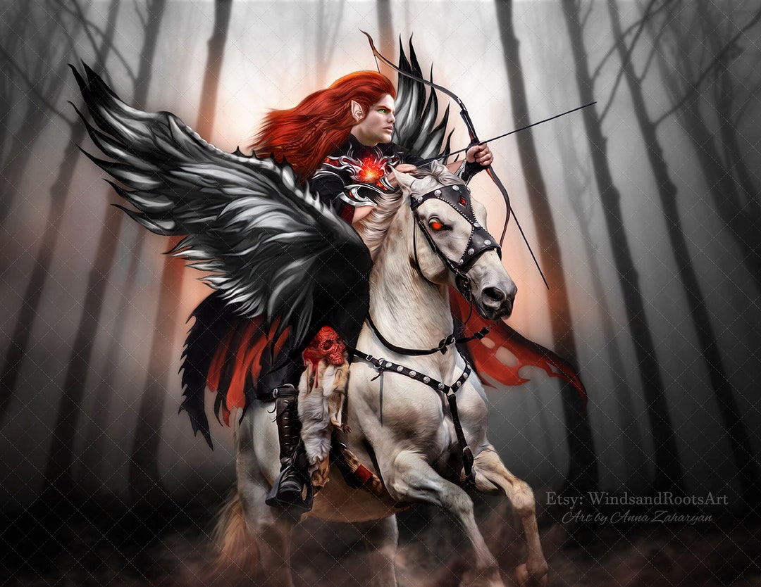 Dark Elf Fine Art Print Earth Elemental Dark Spirit Art Male Elf Norse ...