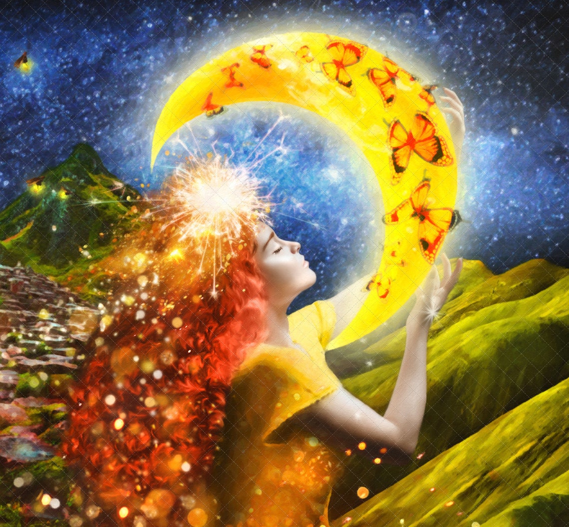 Aine Goddess Art Litha Midsummer Moon Goddess Card Celtic Lore Altar ...