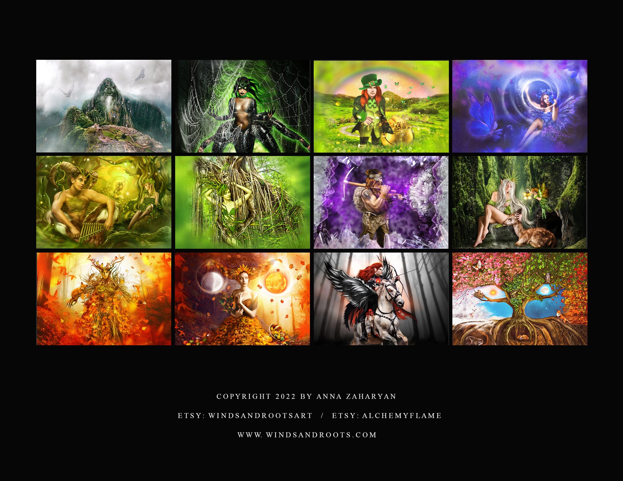 CLEARANCE 2024 Earth Elemental Calendar 12 Months Pagan Art Nature ...