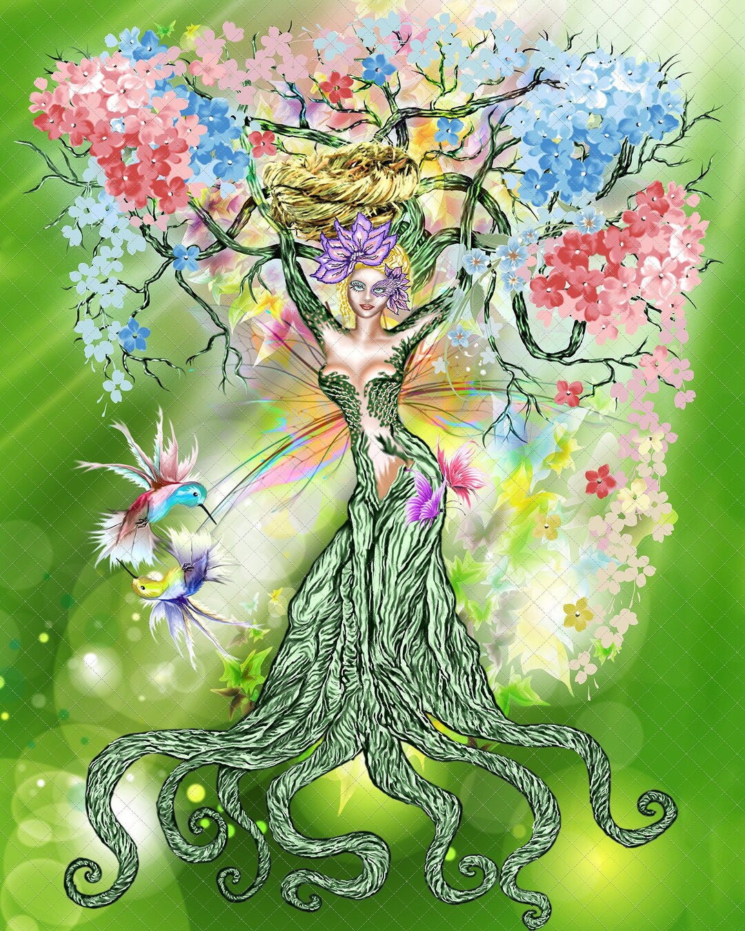 Spring Goddess Fine Art Print Tree Goddess Mother Nature Digital ...