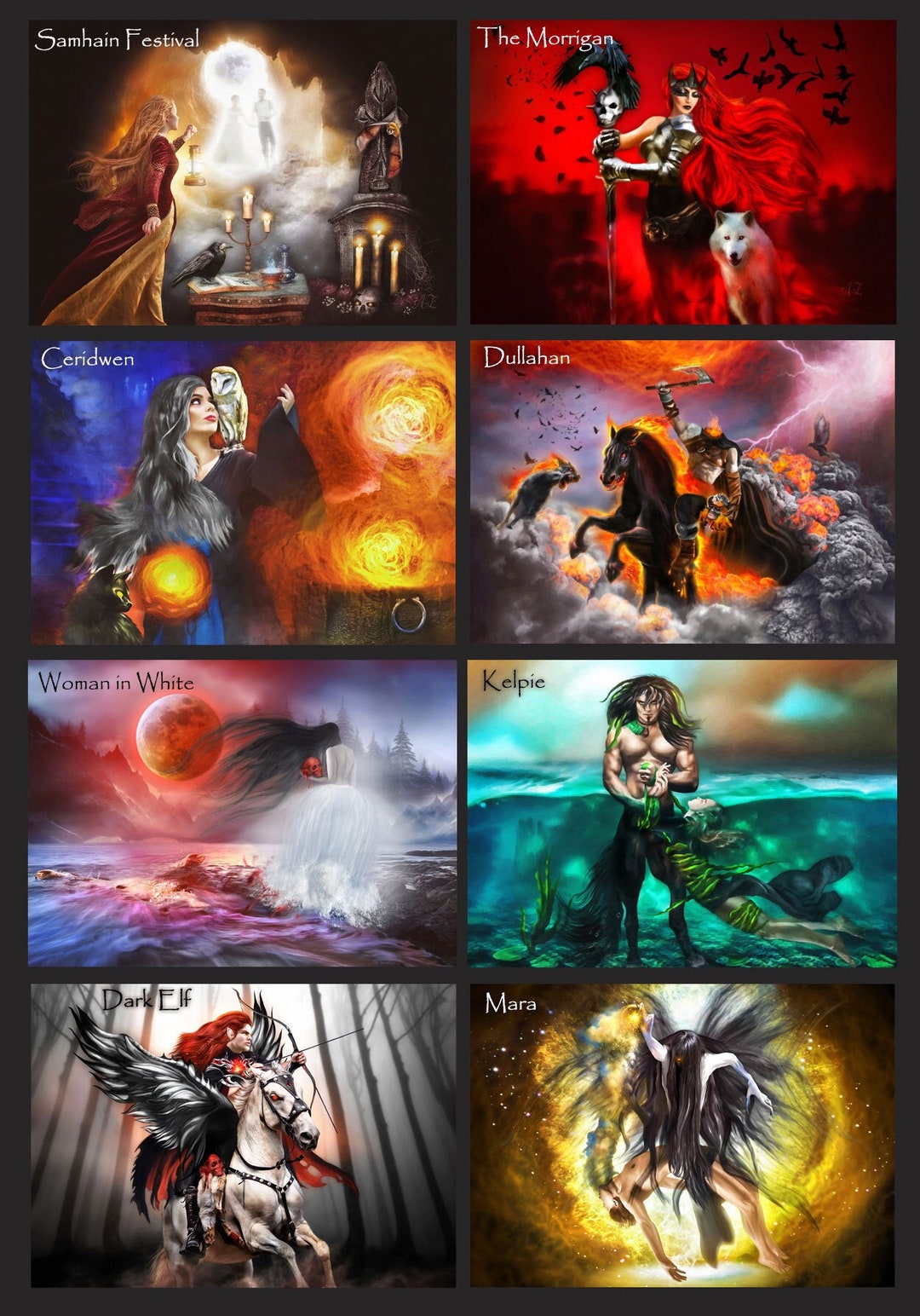 Samhain Ritual Card Morrigan Altar Card Ceridwen Card Woman in White ...