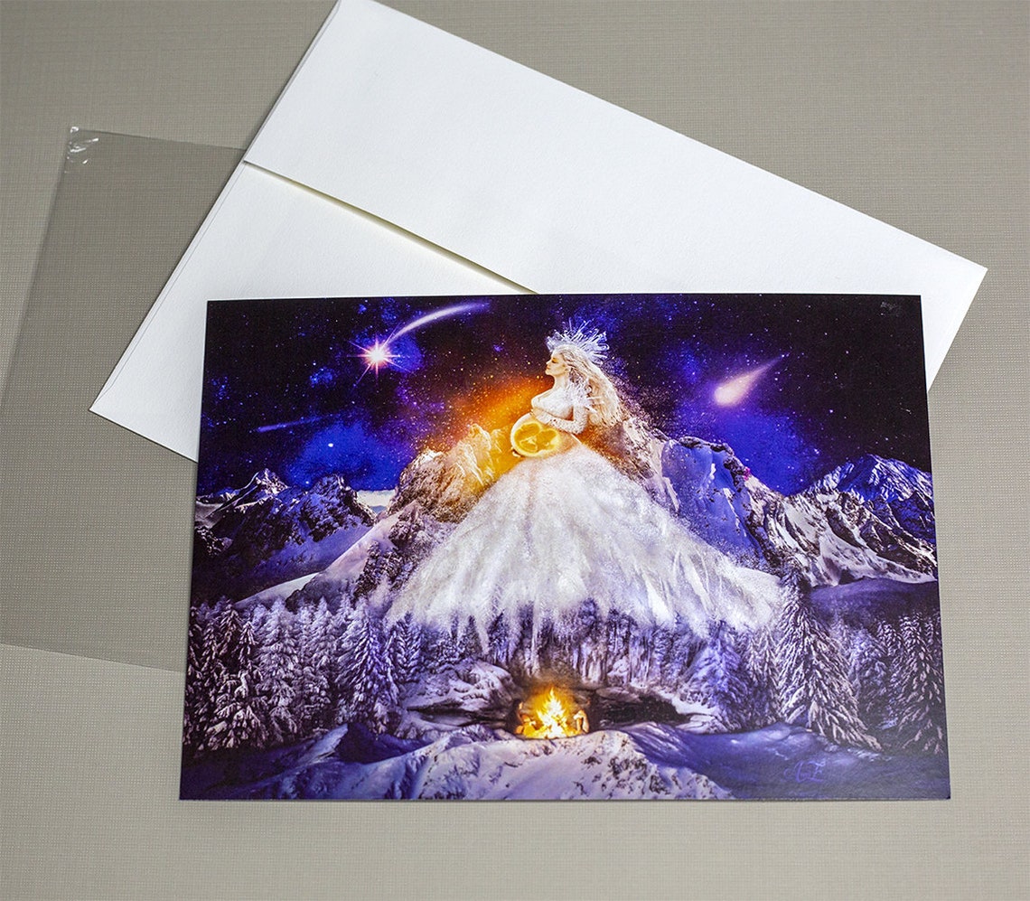 Yule Altar Card Winter Goddess Card Birth of the Sun Sacred Stag ...