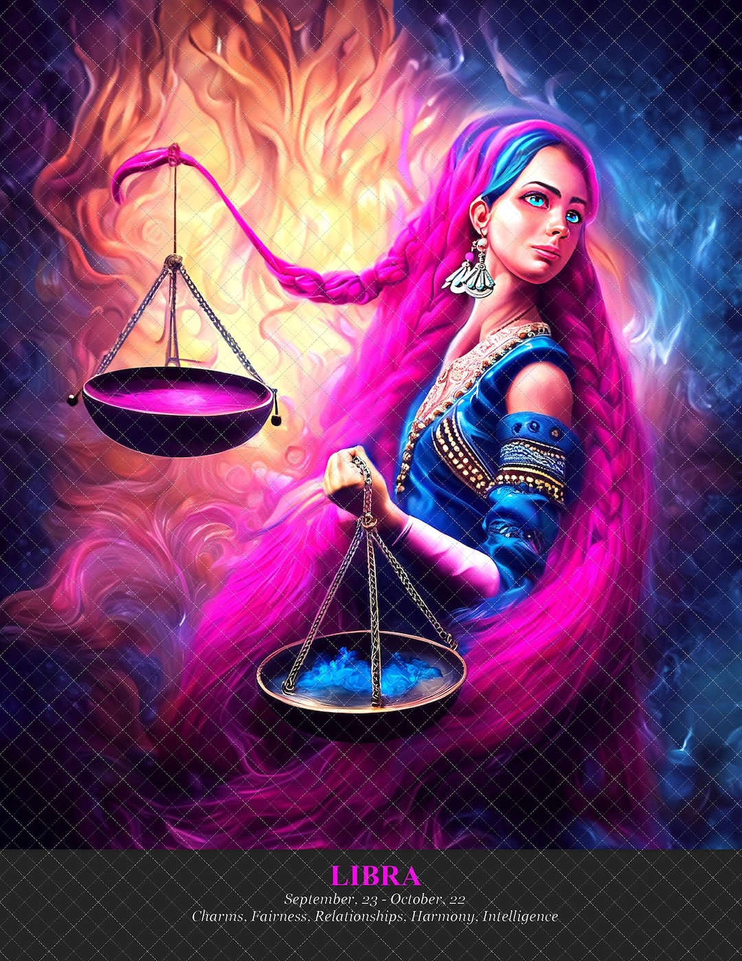 Libra Fantasy Art Print Zodiac Altar Card Astrology Art Libra Goddess ...