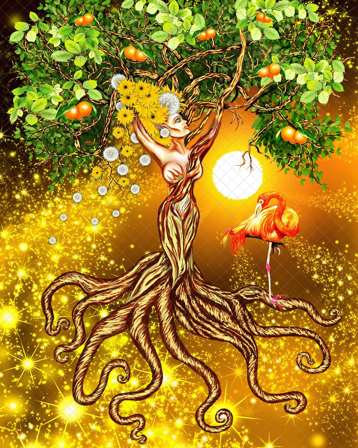 Summer Goddess Fine Art Print Tree Goddess Mother Nature Digital ...