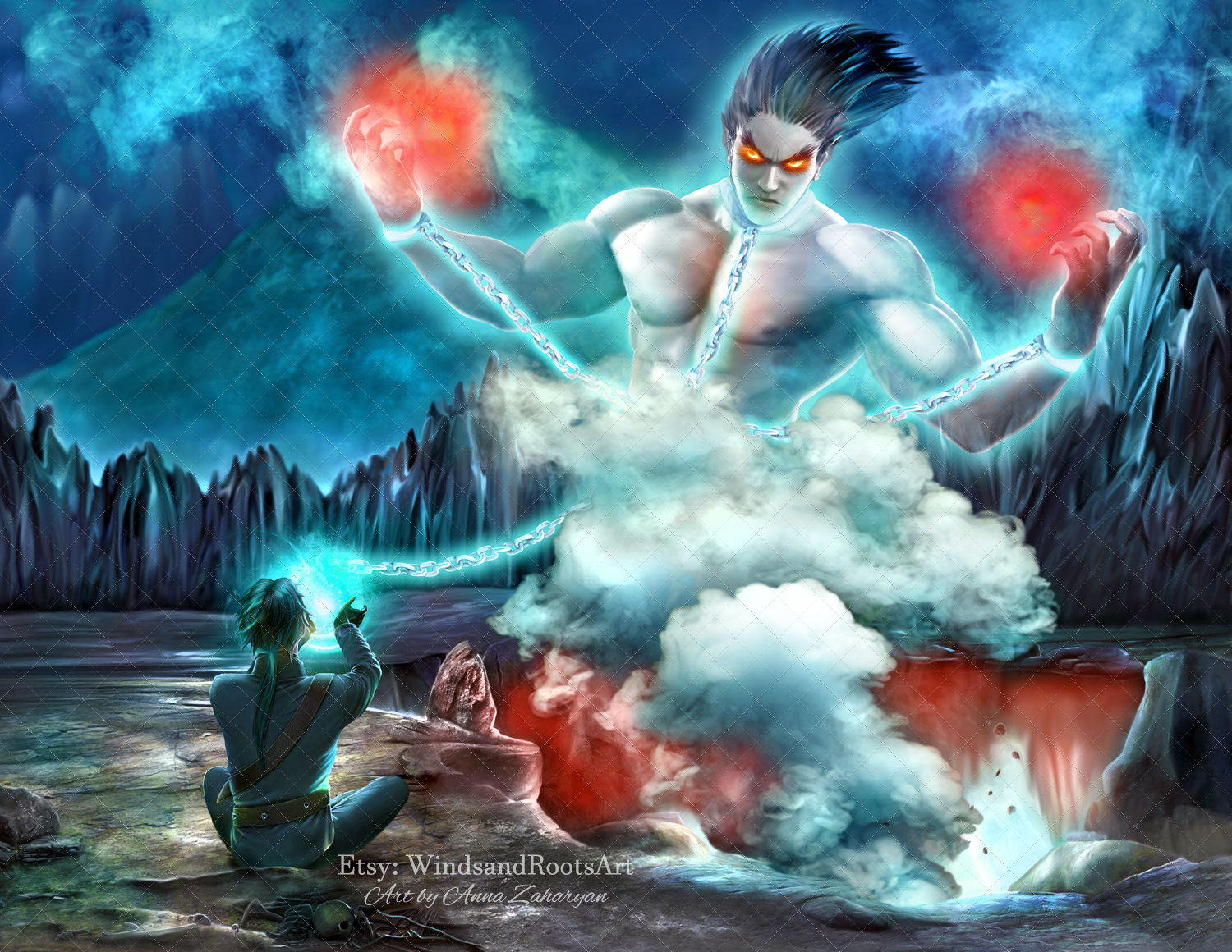 Jinn Fine Art Print Fantasy Elemental Art Djinn Mythology Art - Etsy