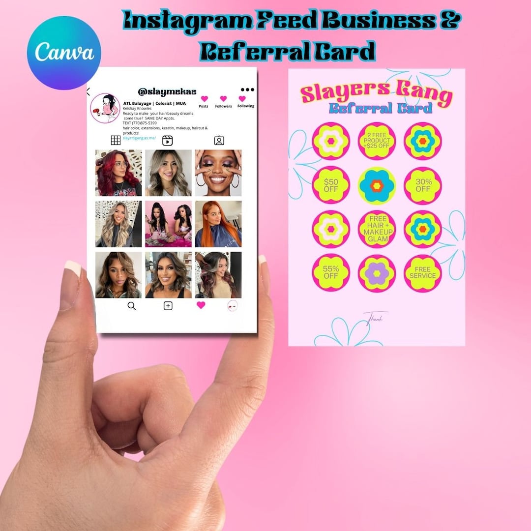 Front and Back Instagram Feed Business Card+ Referral Template Lash ...