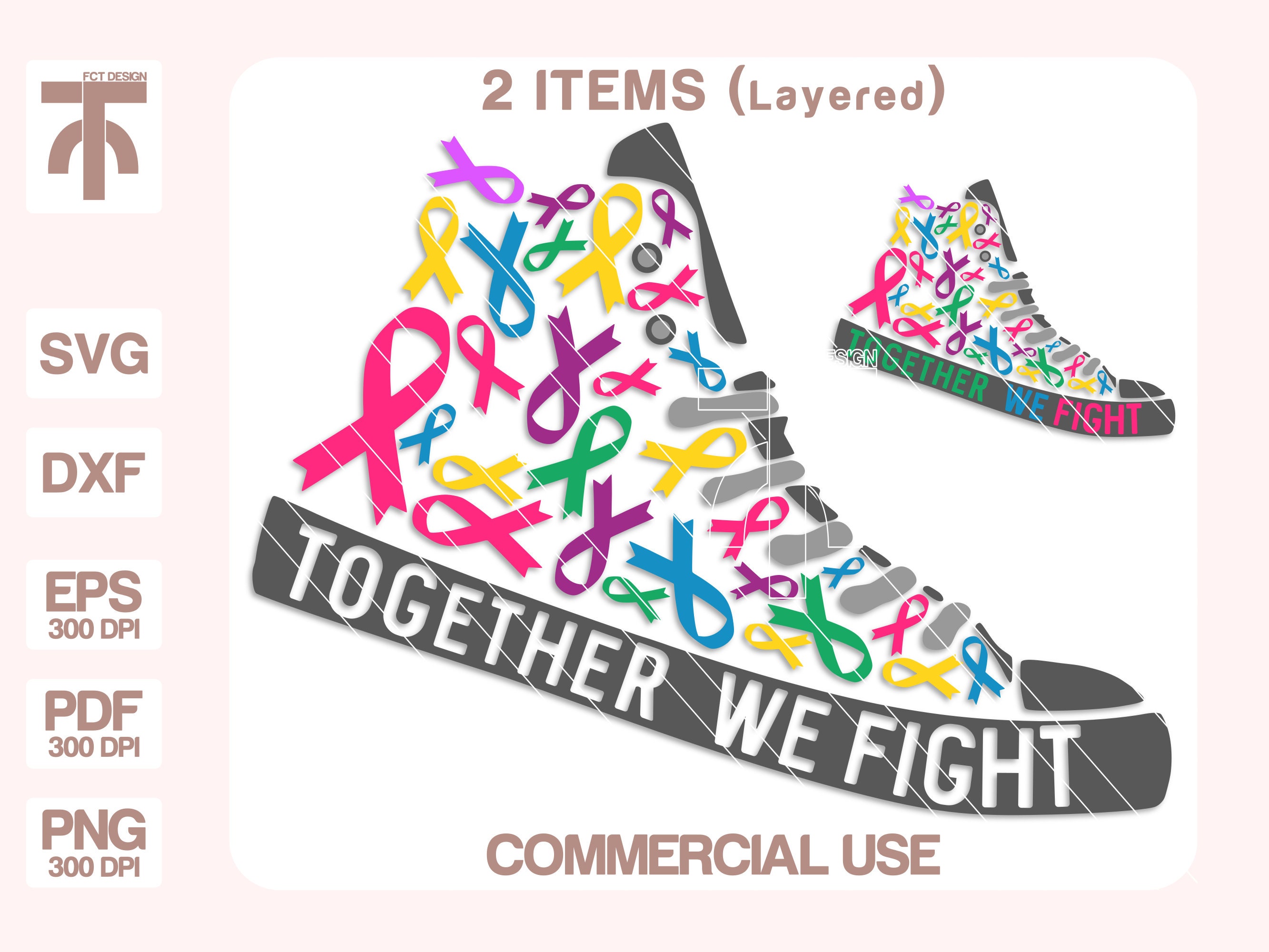 Cancer Ribbons Svg Together We Fight Svg Cancer Fight Svg - Etsy