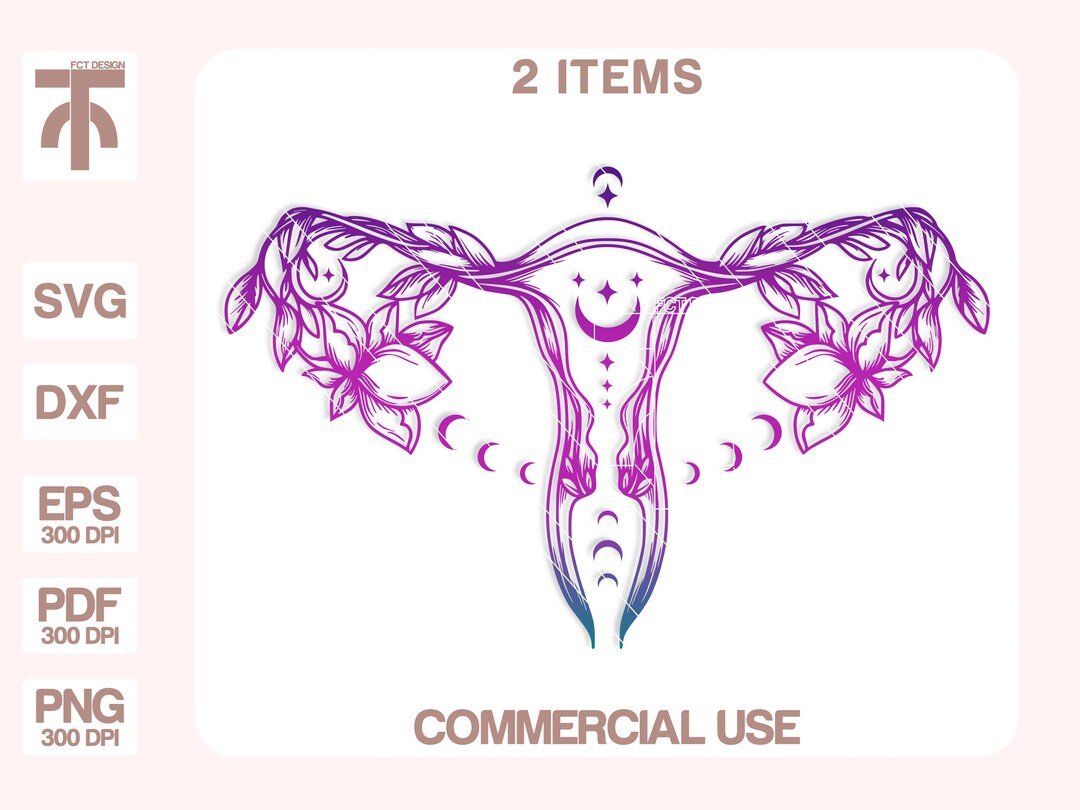 Uterus Svg, Floral Uterus Svg, Uterus Descal, Uterus Cricut, Uterus ...