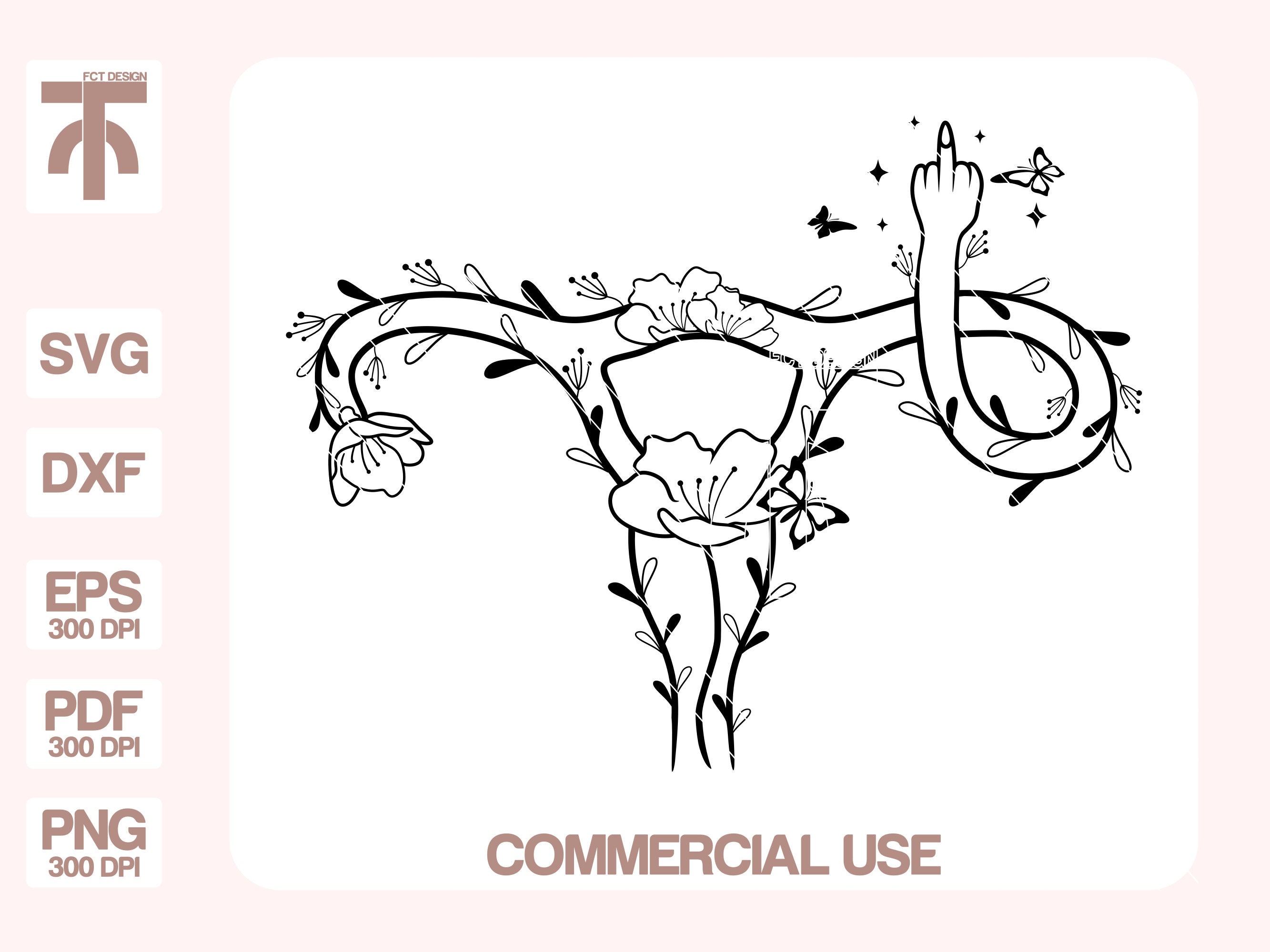 Floral Uterus Svg Uterus Middle Finger Svg Pro Choice Svg - Etsy