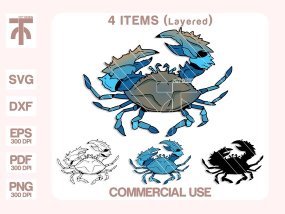 Crab Svg Blue Crab Svg Crab Clipart Crab Silhouette | Etsy