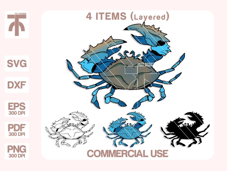 Crab Svg Blue Crab Svg Crab Clipart Crab Silhouette - Etsy