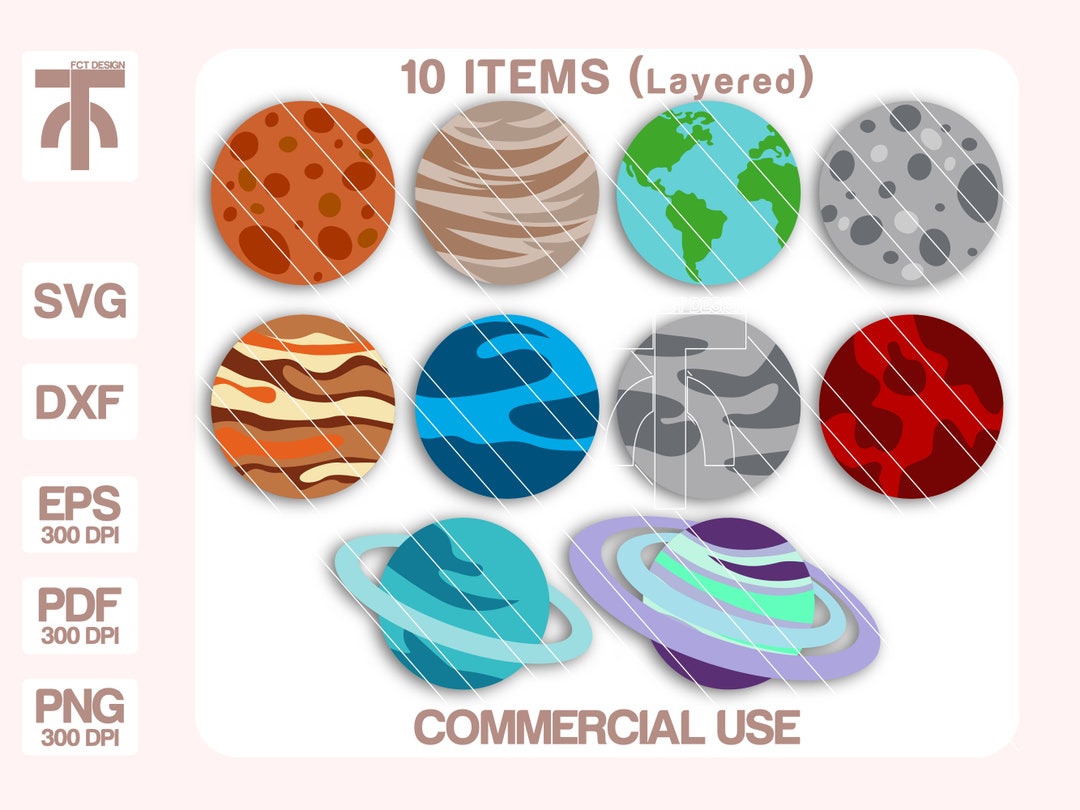 Solar System Svg, Planets Svg, Solar System Clipart, Planets Clipart ...