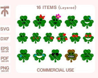 Shamrock Emoji Clipart - Etsy