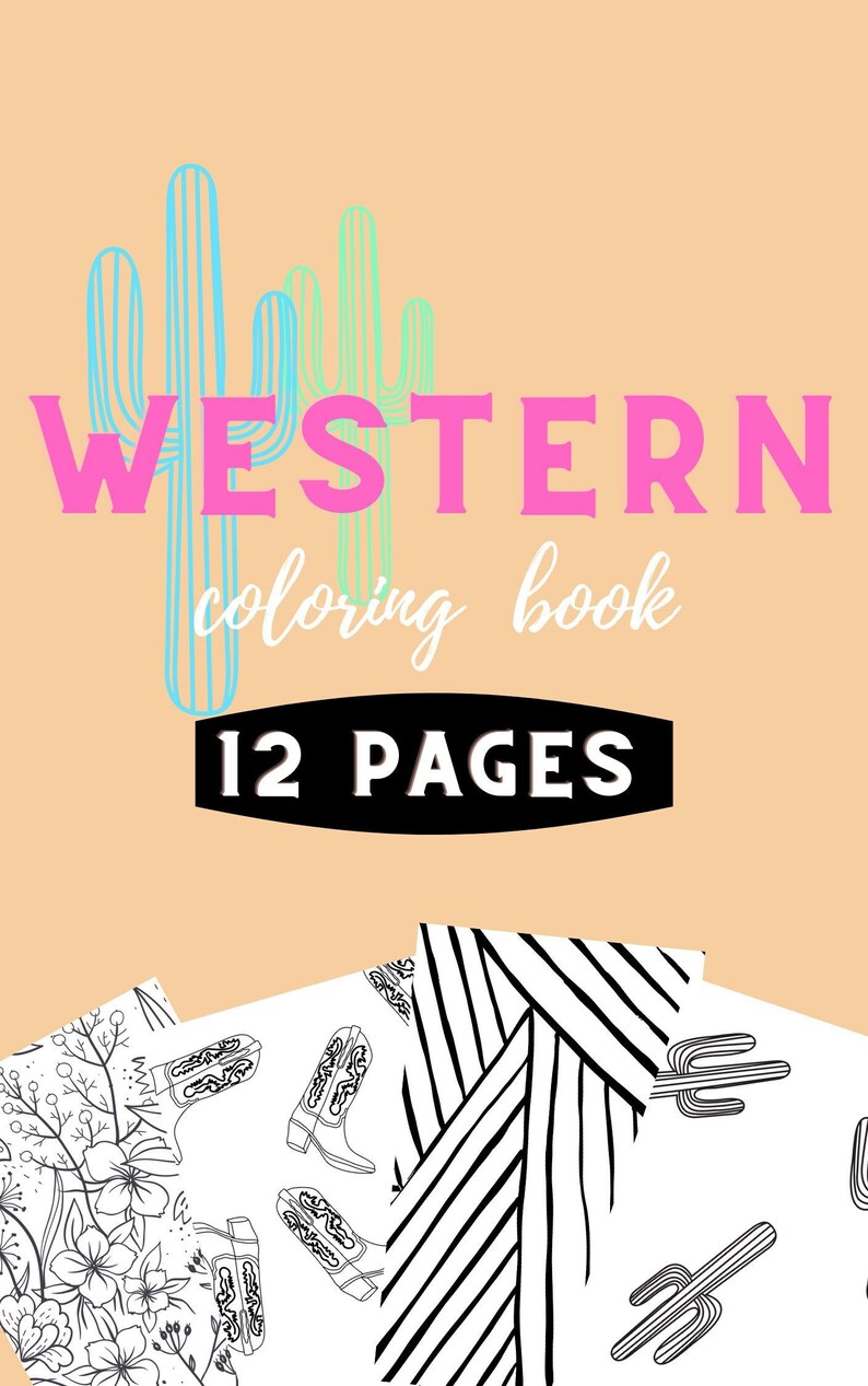 Western Themed Coloring Book - Etsy