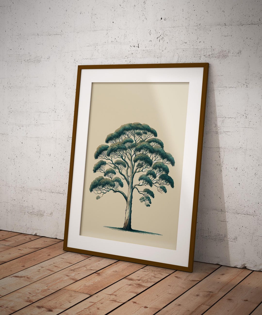 Vintage-style Blue Gum Tree Art Print - Elegant Eucalyptus Botanical ...