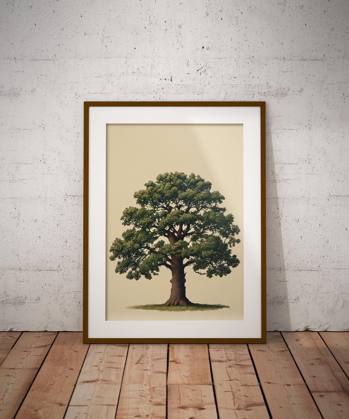 Vintage-style Oak Tree Art Print - Elegant Botanical Illustration on ...