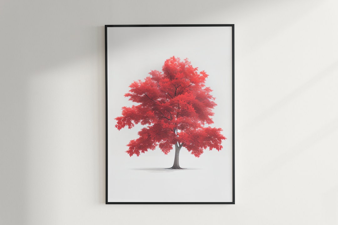 Captivating Red Maple Tree Poster - Botanical Illustration Art Print ...