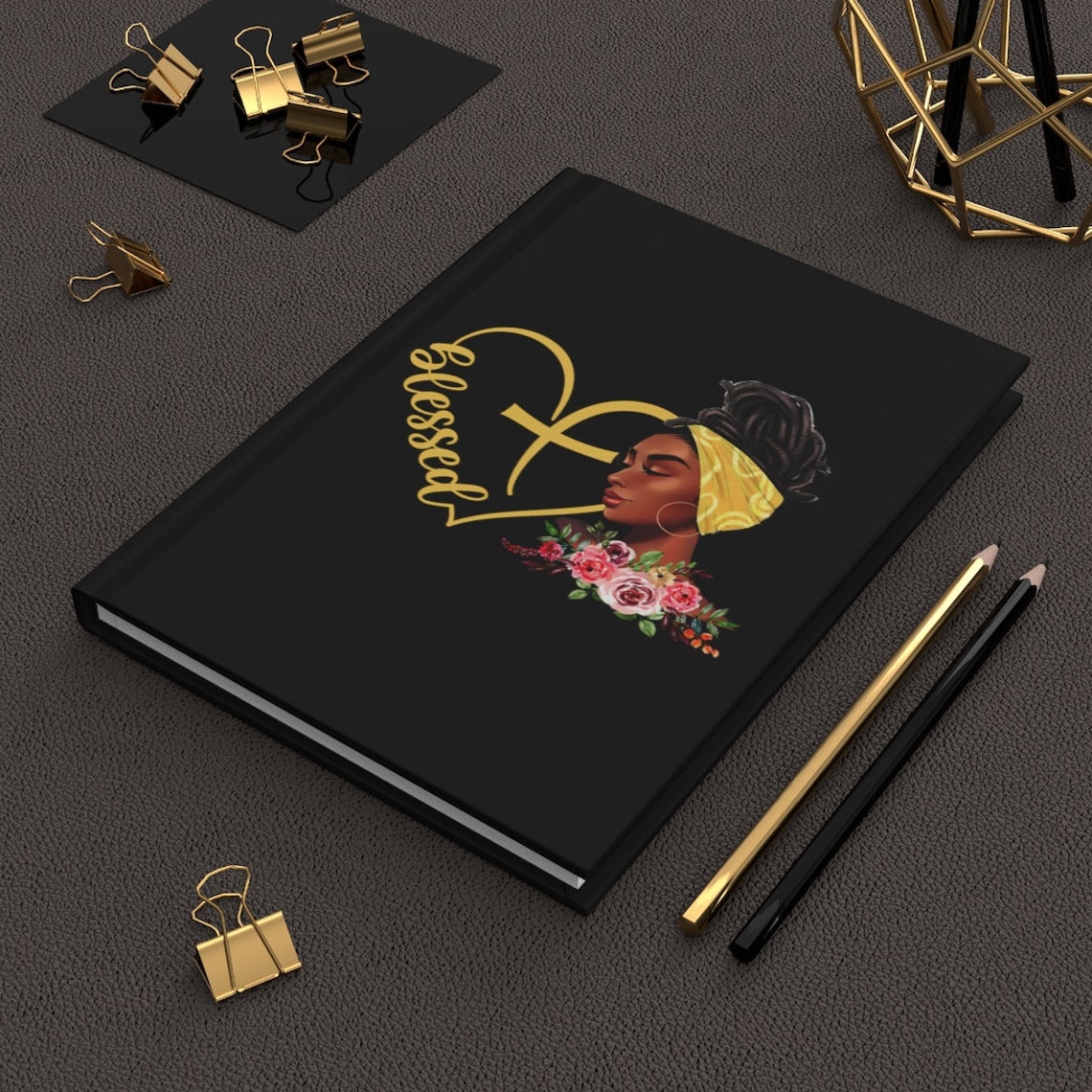 Hardcover Matte Black Journal for Black Women Gift for Women - Etsy