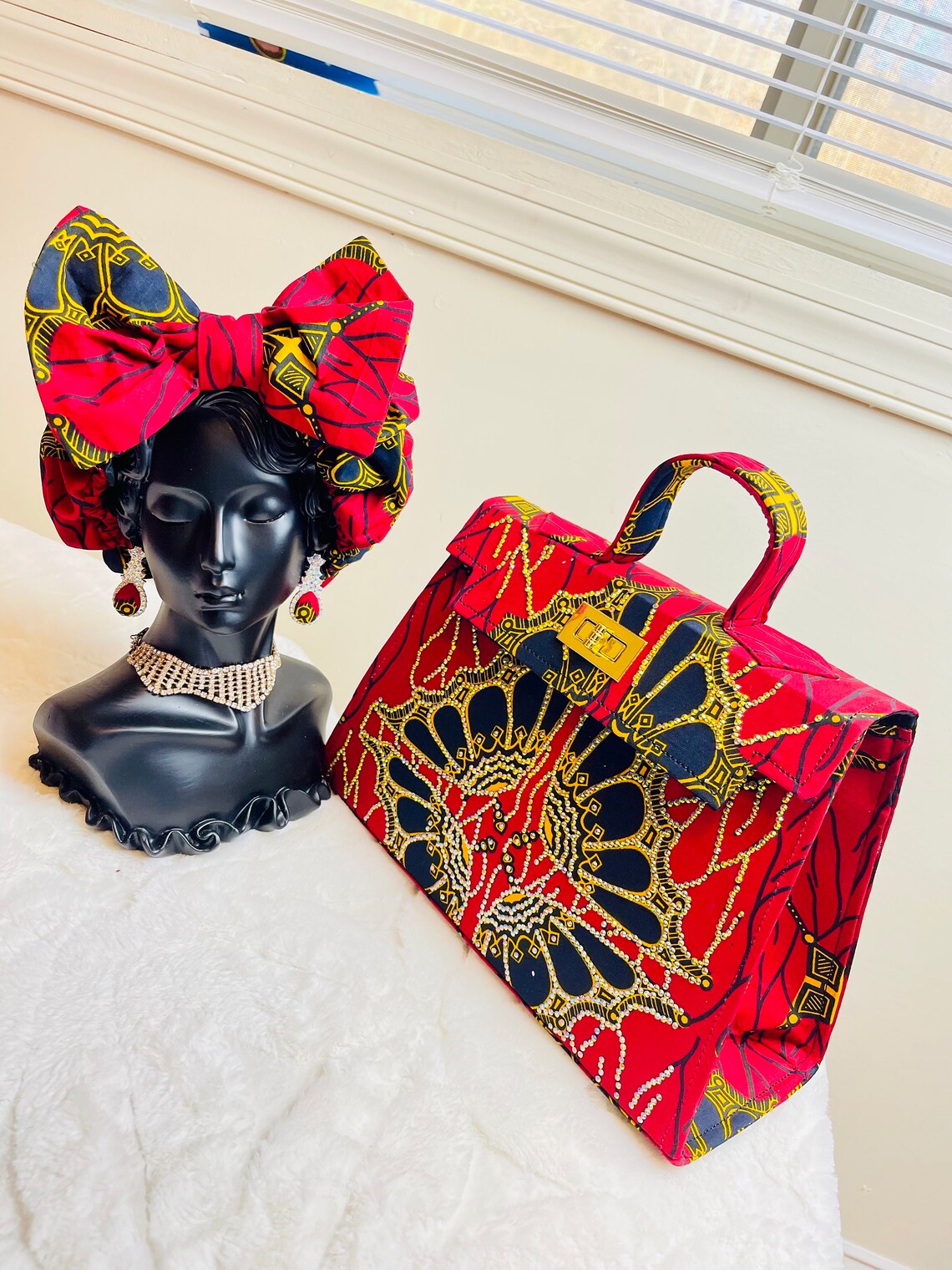 Ankara Shoulder Bag With Matching Headband and Earing African Print ...
