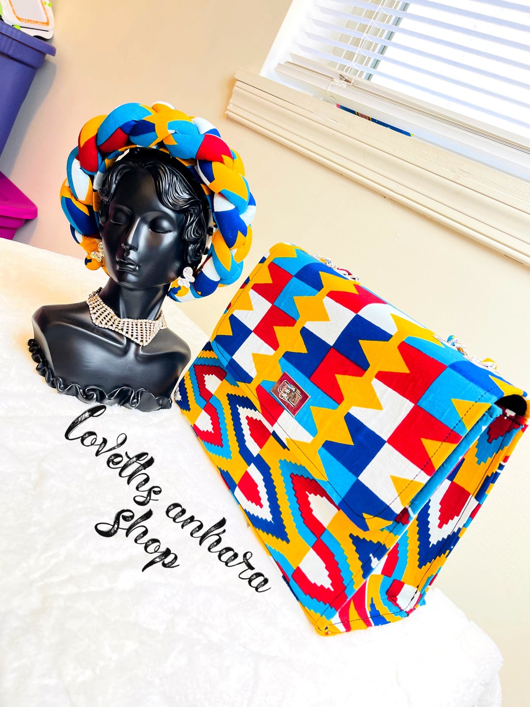 Ankara Shoulder Bag With Matching Headband and Earing African Print ...