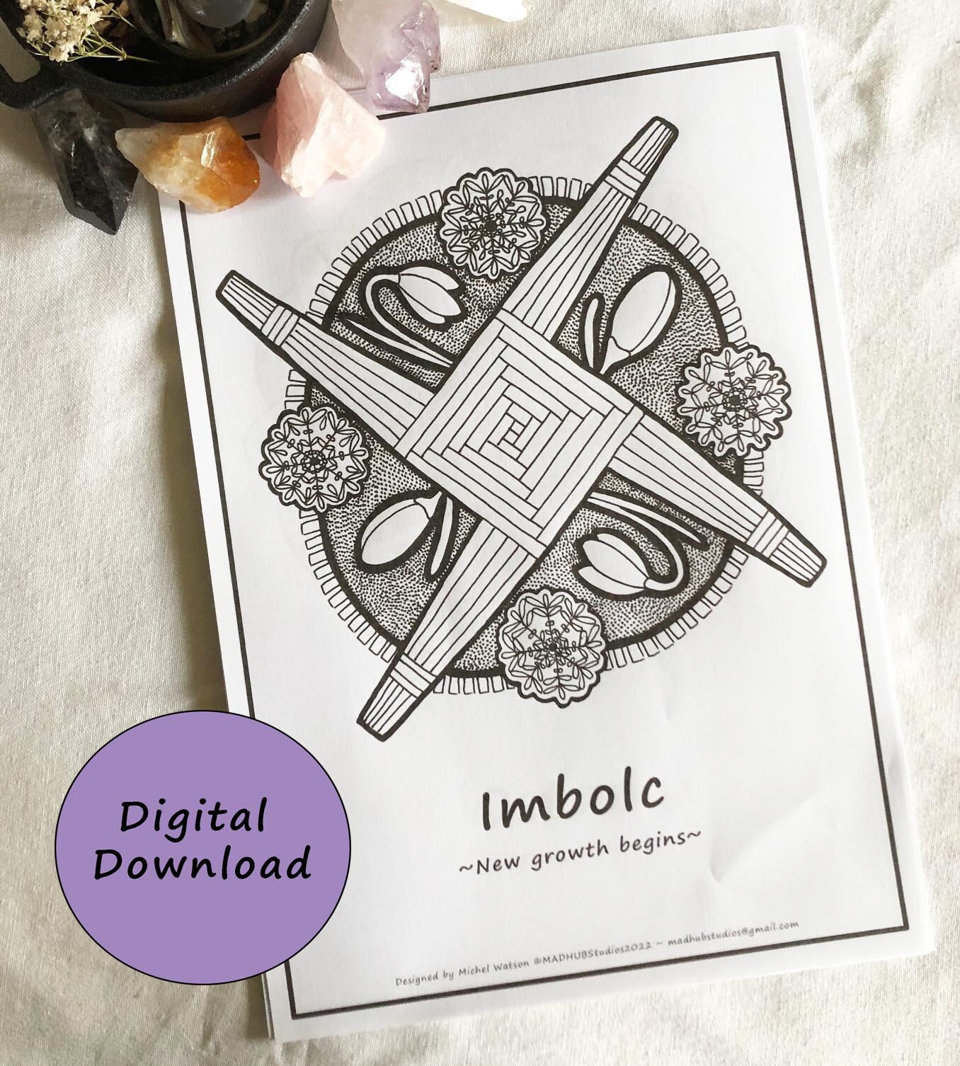 Imbolc Colouring Page Pagan Sabbat Activity Hand Drawn - Etsy